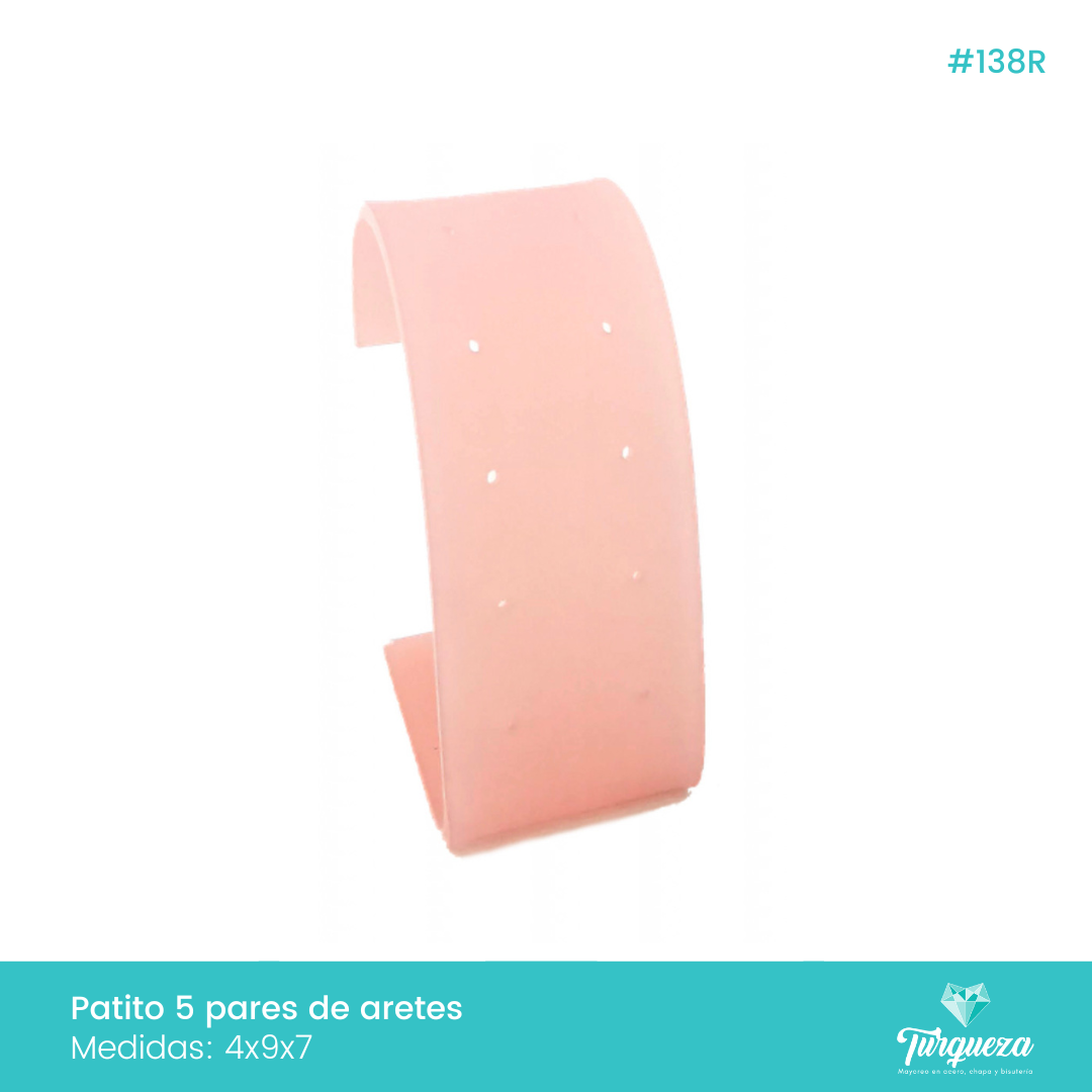 Exhibidor Barra 4 Pares Broqueles Rosa – Turqueza Bisutería