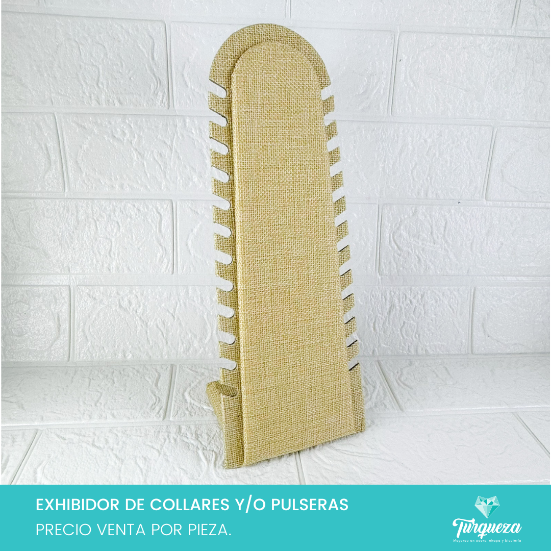Exhibidor Para Collares y/o Pulseras Vertical Tela tipo Yute – Turqueza ...
